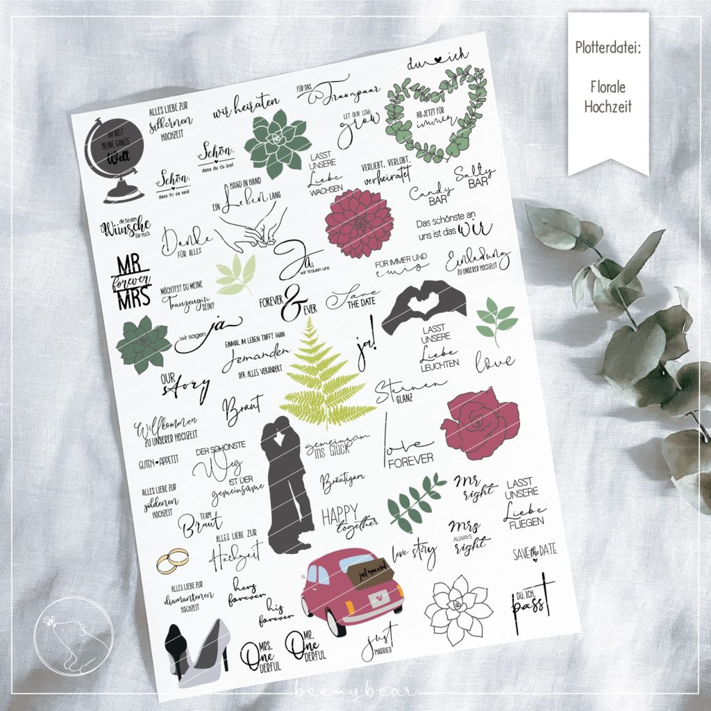 Plotterdatei FLORALE HOCHZEIT - beemybear