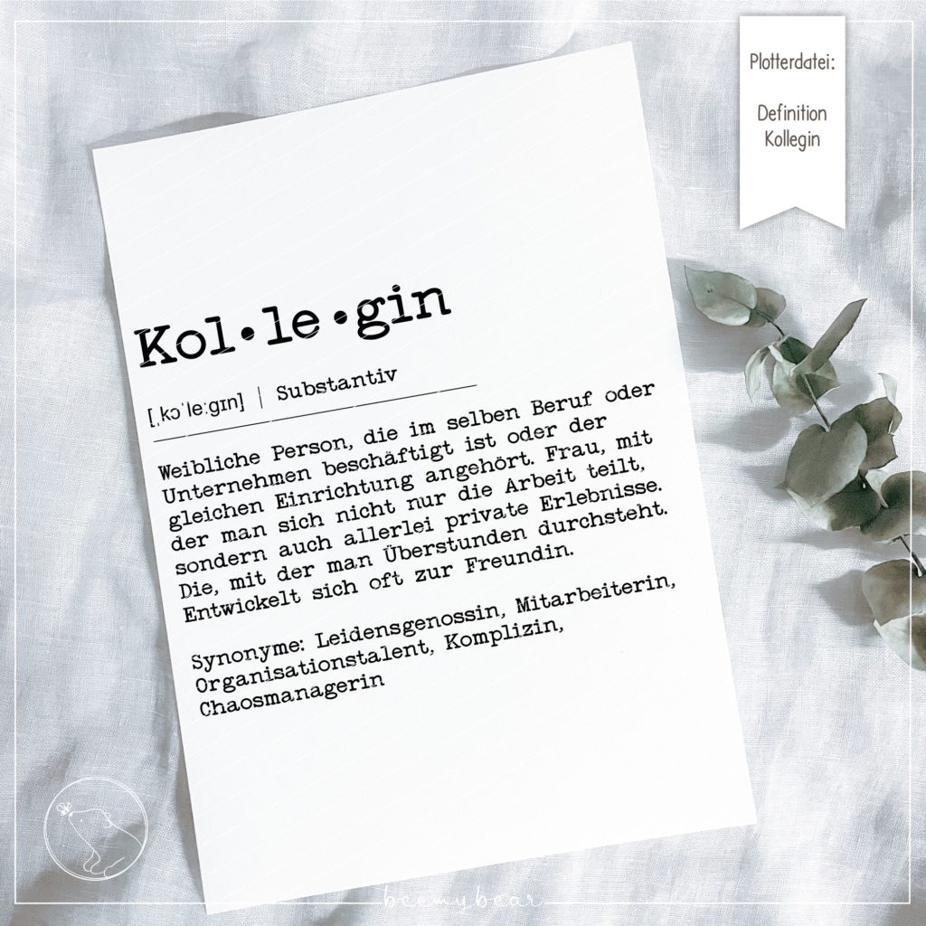 Plotterdatei DEFINITION KOLLEGIN - beemybear