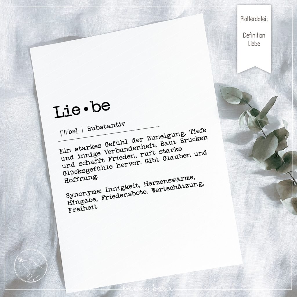 Plotterdatei DEFINITION LIEBE - beemybear