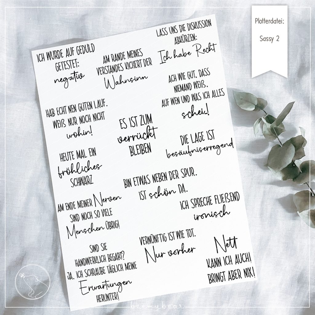 Plotterdatei SASSY II - beemybear