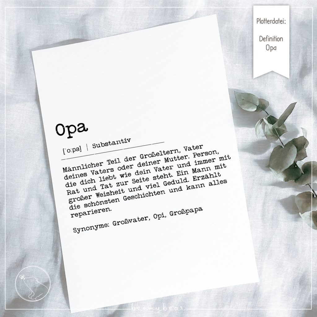 Plotterdatei DEFINITION OPA - beemybear