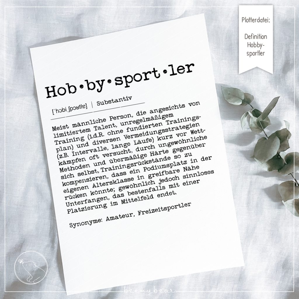 Plotterdatei DEFINITION HOBBYSPORTLER - beemybear