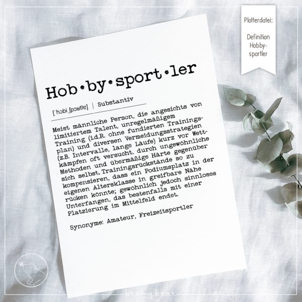 Plotterdatei DEFINITION HOBBYSPORTLER - beemybear