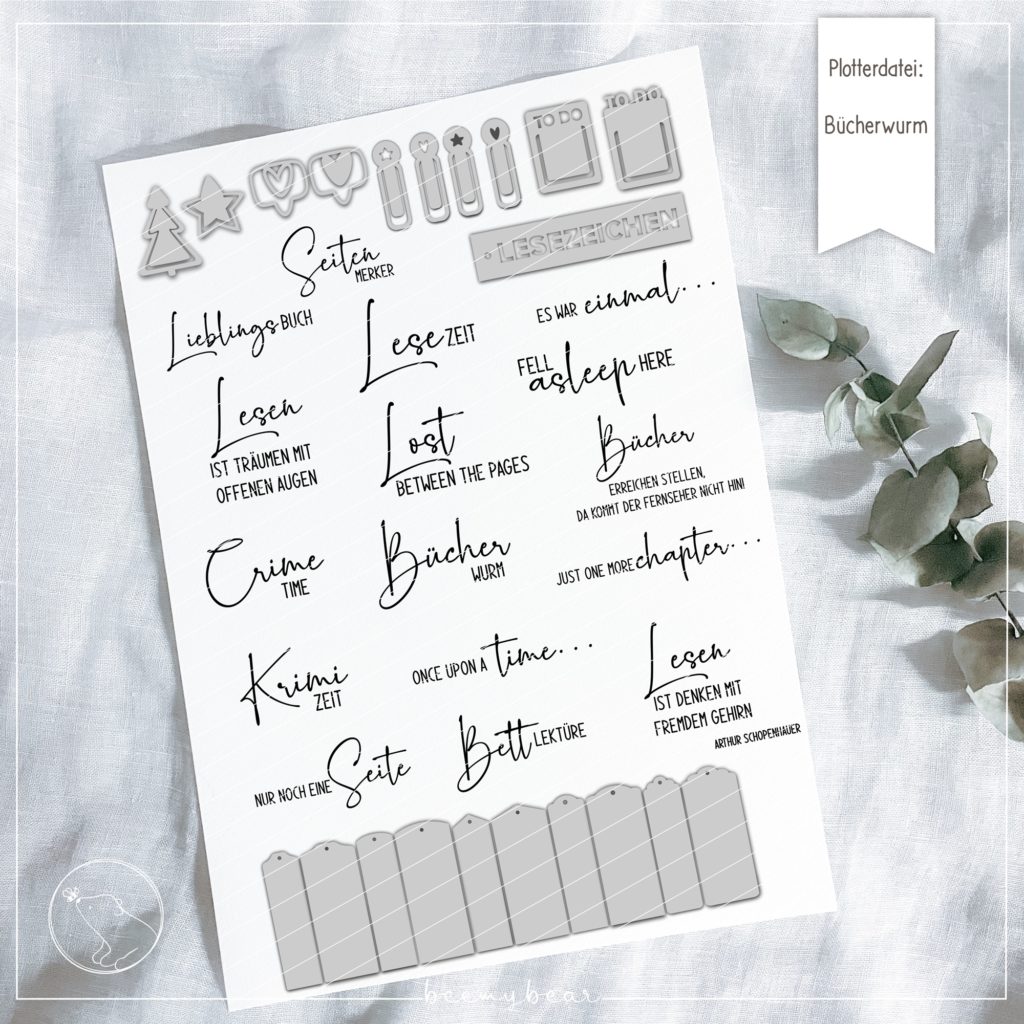Plotterdatei BÜCHERWURM - beemybear