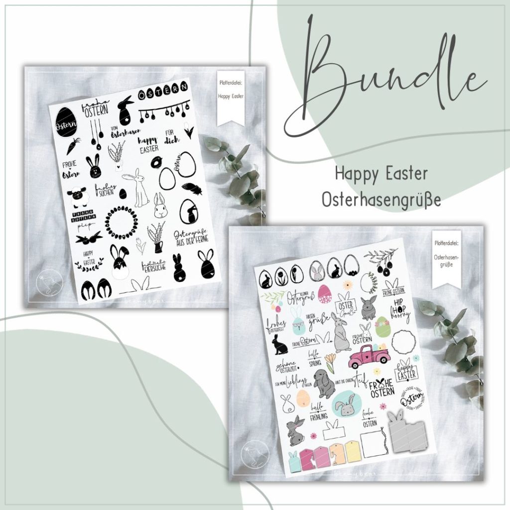 BUNDLE Plotterdatei OSTERHASENGRÜSSE - HAPPY EASTER - beemybear