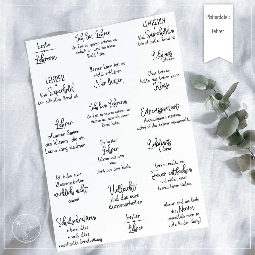 Plotterdatei LEHRER - beemybear