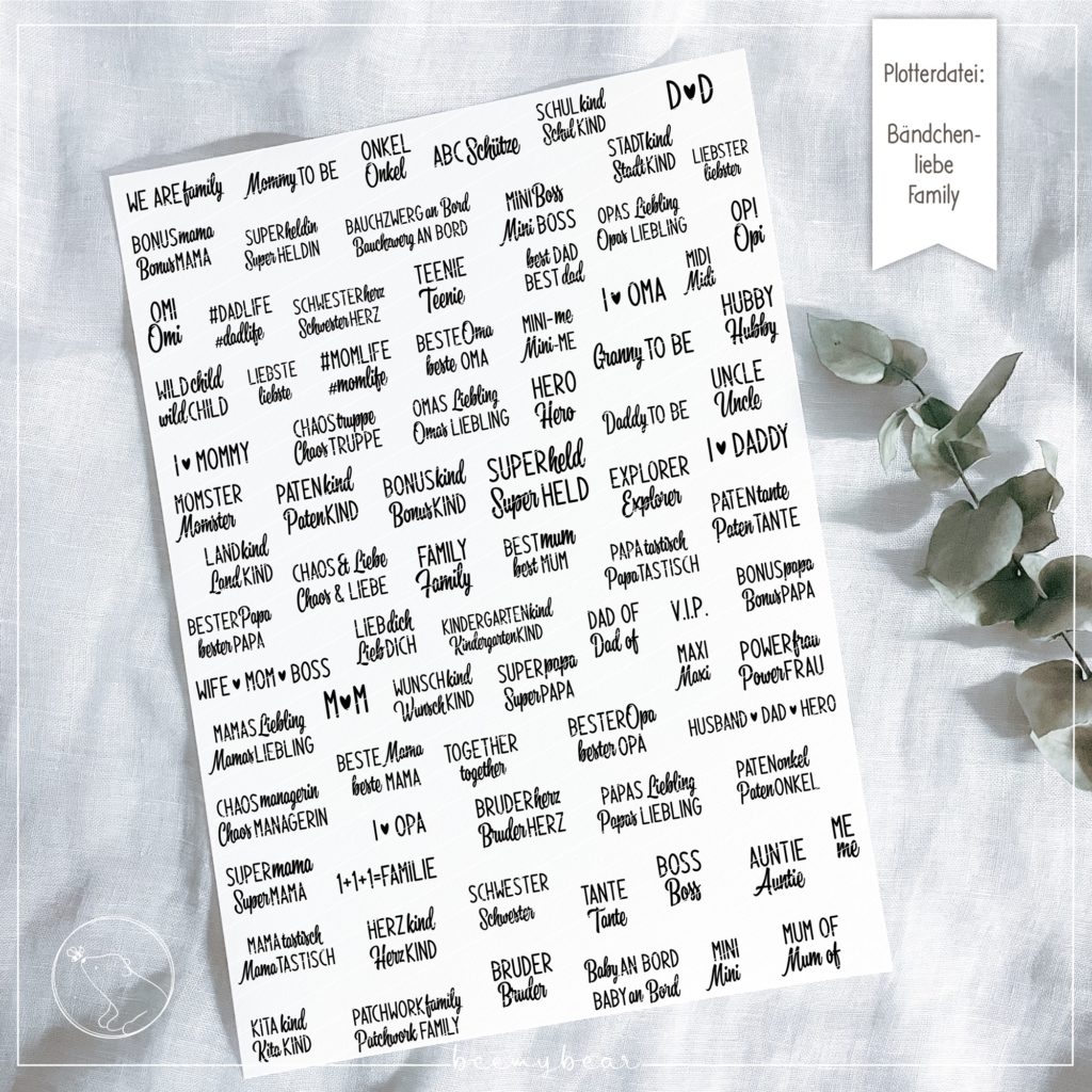 Plotterdatei BÄNDCHENLIEBE FAMILY - beemybear