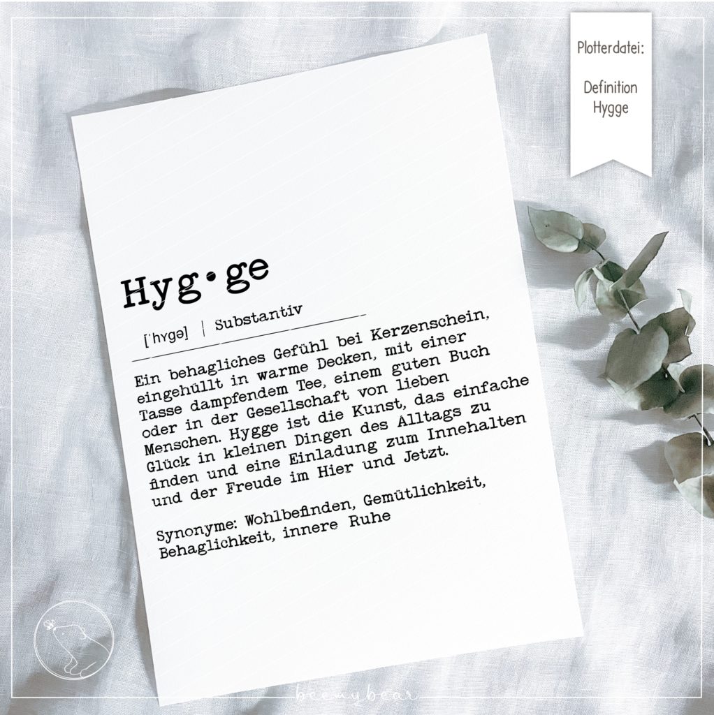 Plotterdatei DEFINITION HYGGE - beemybear