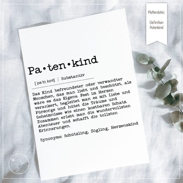 Plotterdatei DEFINITION PATENKIND - beemybear