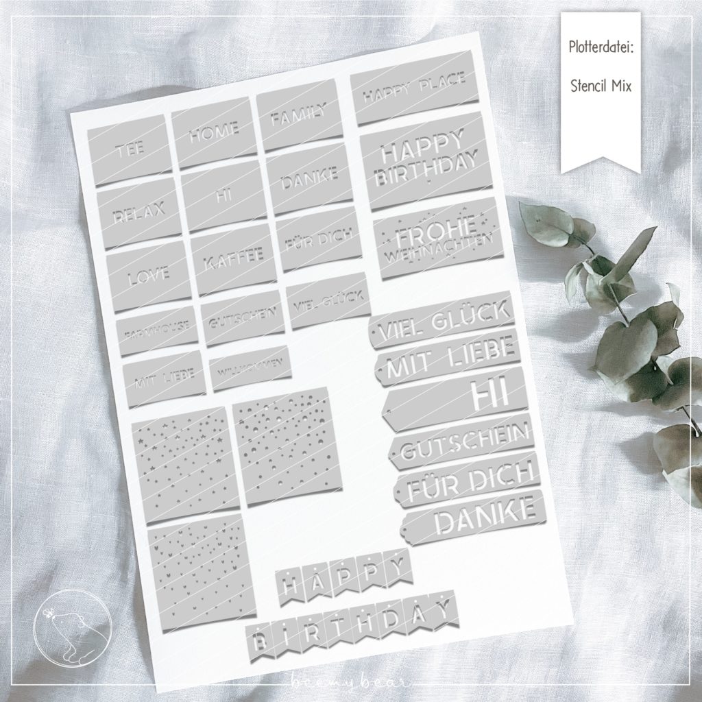 Plotterdatei STENCIL MIX - beemybear