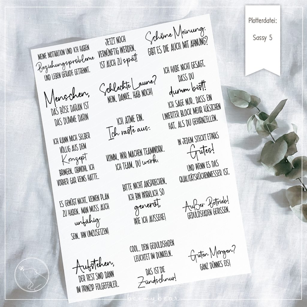 Plotterdatei SASSY 5 - beemybear