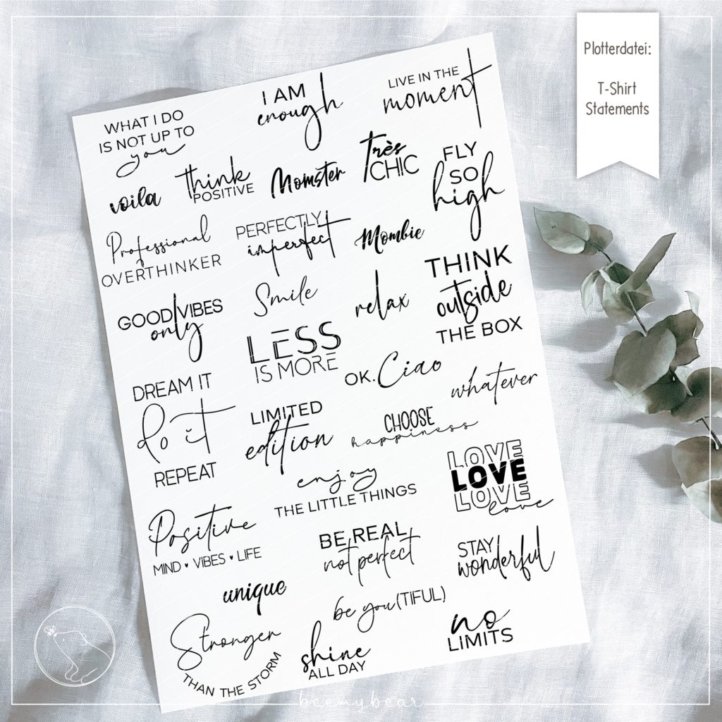 Plotterdatei T-SHIRT STATEMENTS - beemybear