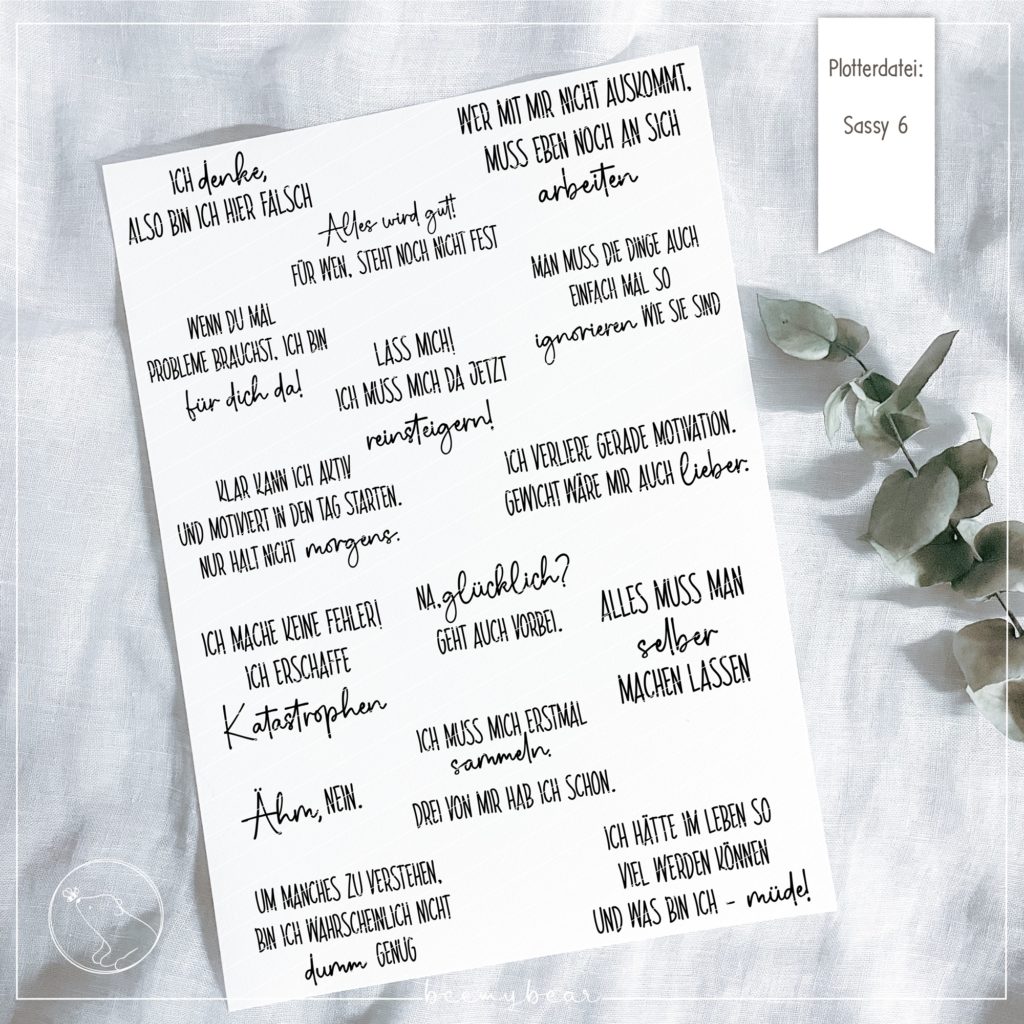 Plotterdatei SASSY 6 - beemybear