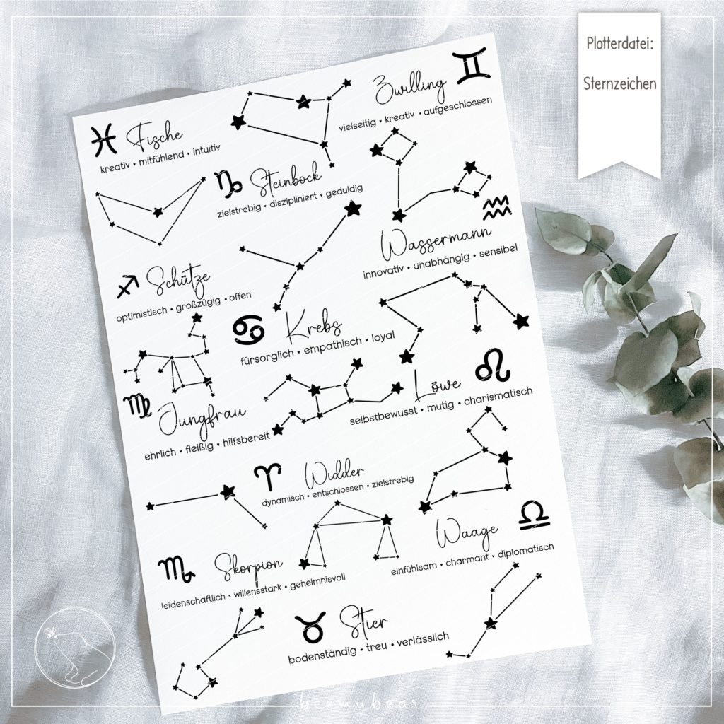 Plotterdatei STERNZEICHEN - beemybear