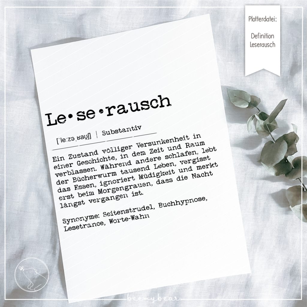 Plotterdatei DEFINITION Leserausch - beemybear